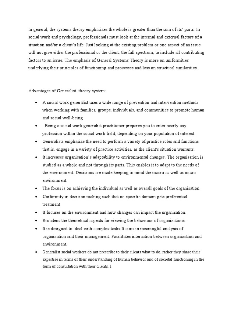 Benefits of a Generalist Approach in Social Work | PDF | Social Work ...