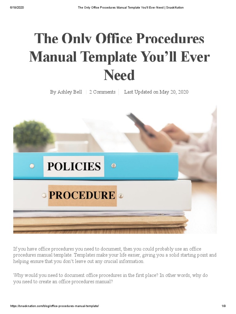 The Only Office Procedures Manual Template You'll Ever Need ...