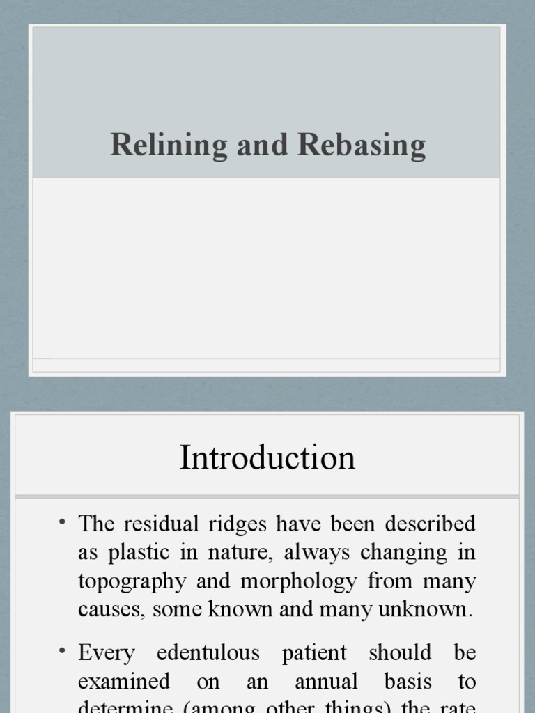 Relining and Rebasing of Dentures | PDF | Dentures | Mouth