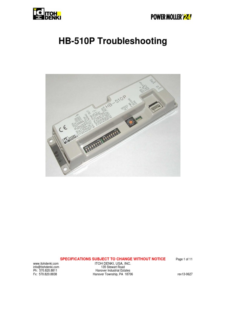 HB-510P Troubleshooting: Specifications Subject To Change Without ...