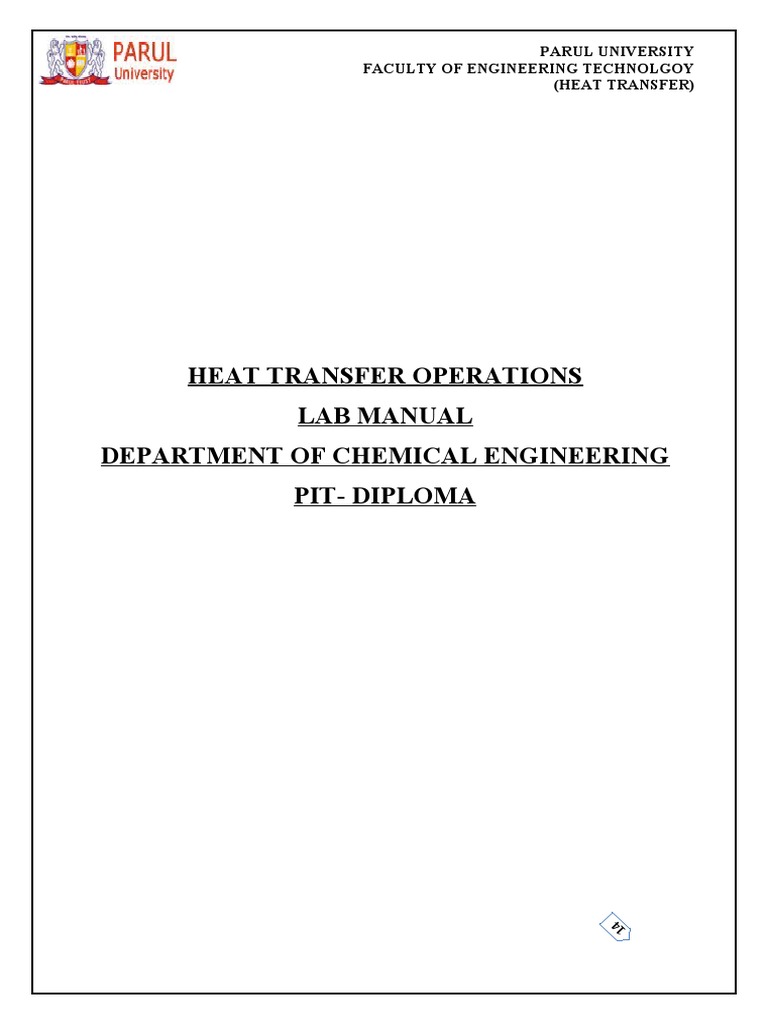 Heat Transfer Operations Lab Manual: Determining Heat Transfer ...