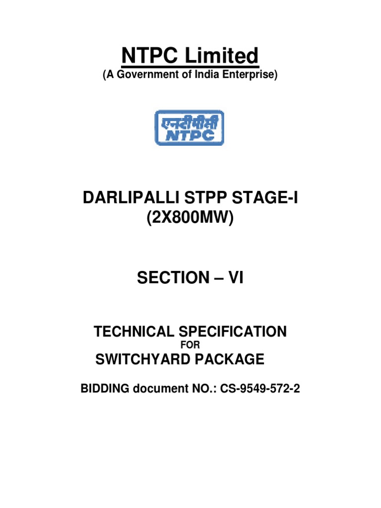 TS-NTPC Darlipali PDF | PDF | Electrical Substation | Specification ...