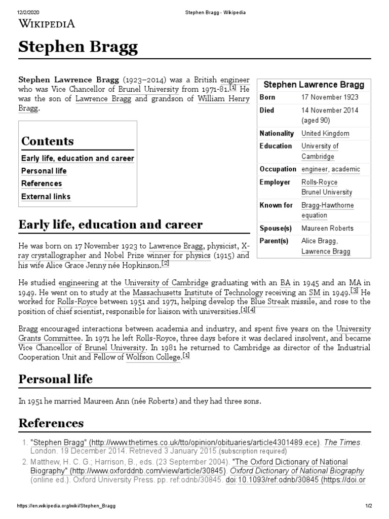 Stephen Bragg - Wikipedia | PDF | Business
