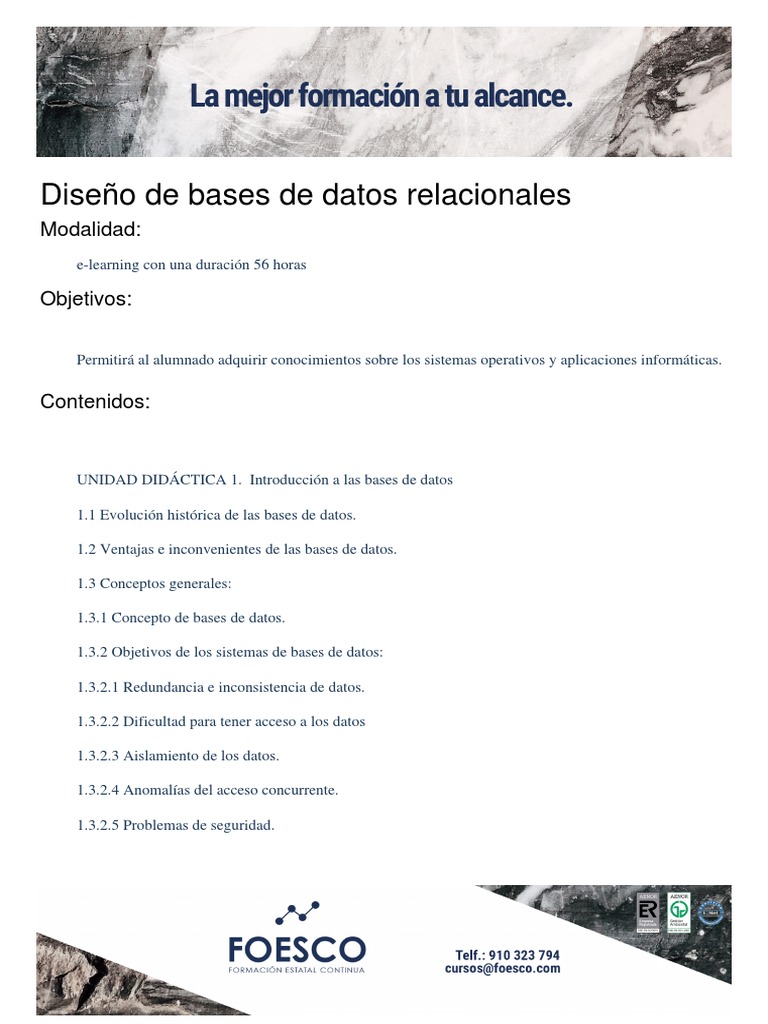 Foesco Dise - o de Bases de Datos Relacionales | PDF | Base de datos relacional | Bases de datos