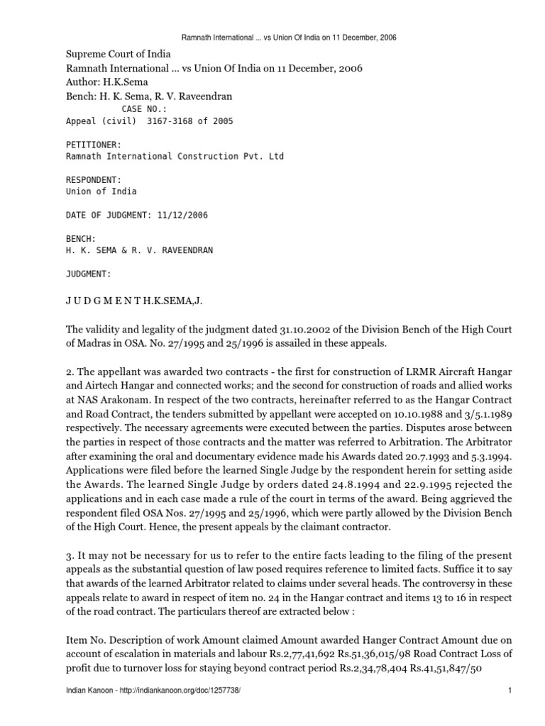 Case No.: Appeal (Civil) 3167-3168 of 2005 Petitioner: Ramnath ...