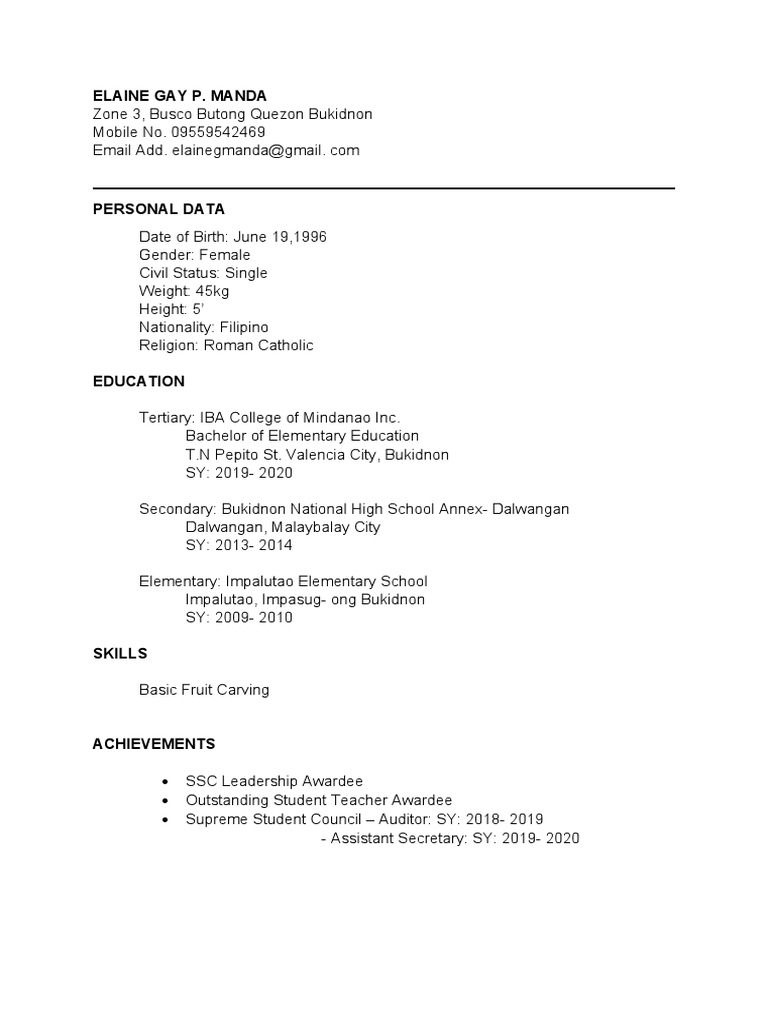 Elaine's Resume | PDF