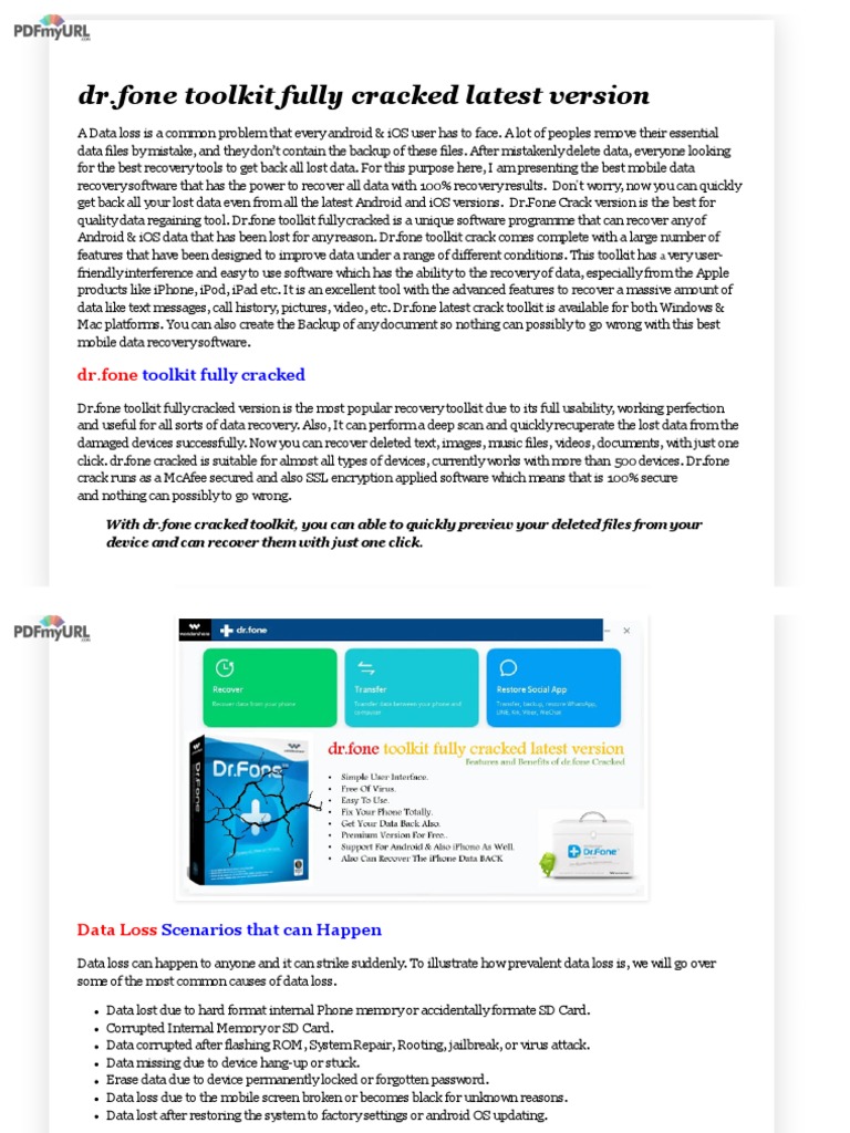 Dr.Fone Toolkit Cracked Version Guide | PDF | Ios | Android (Operating ...