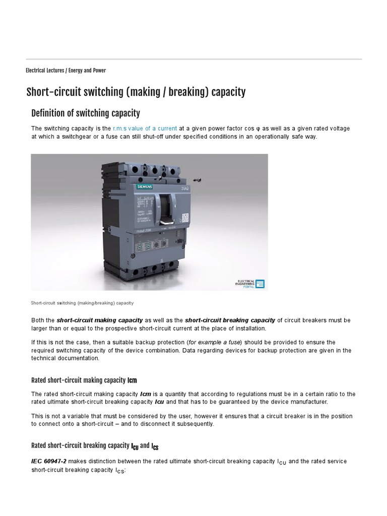 Short-Circuit Switching (Making - Breaking) Capacity | PDF | Fuse ...