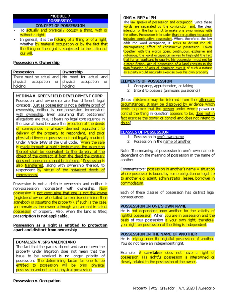 Understanding Possession | PDF | Possession (Law) | Property