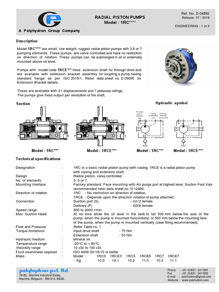 A Polyhydron Group Company: Description | PDF | Pump | Viscosity