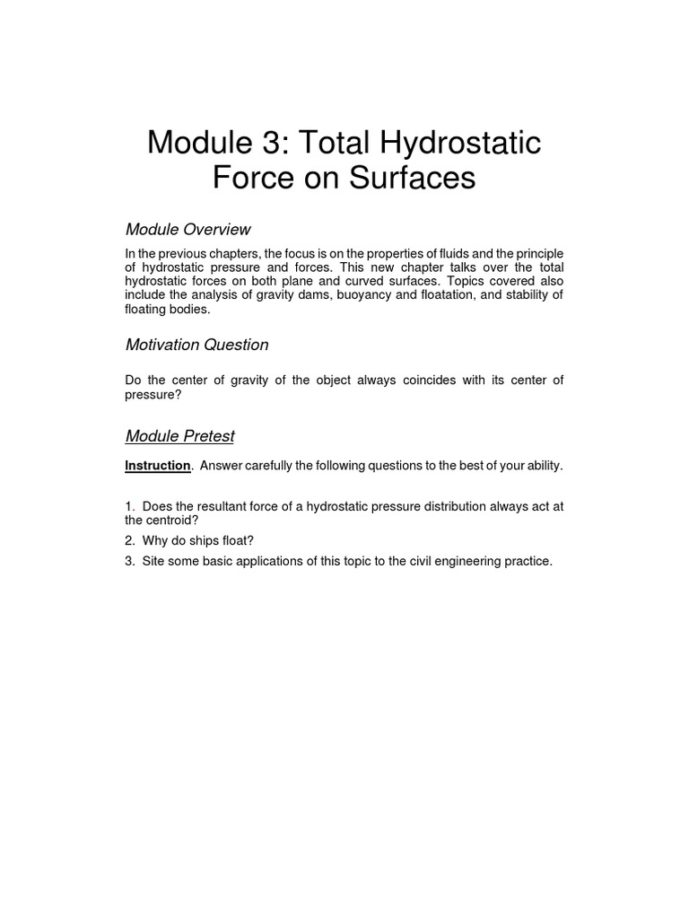 Calculating Hydrostatic Forces on Plane and Curved Surfaces | PDF ...
