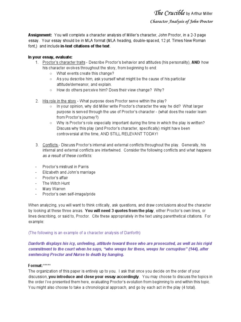 The Crucible: Assignment | PDF | Essays | Cognition