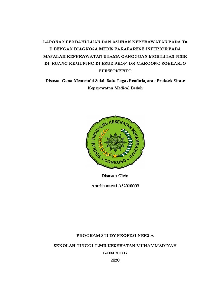 Lp+askep Paraplegia Inferior Ruang Kemuning | PDF