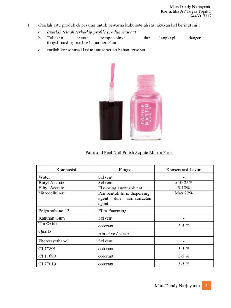 Mars Dandy Nurjayanto - 2443017217 - Tugas Topik 3 - Kosmetika-A | PDF