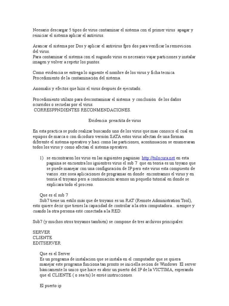 Guía de Infección y Control con Sub7 | PDF | Virus de computadora ...