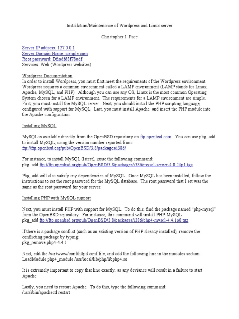 Sample Linux Server Documentation | PDF | Php | My Sql