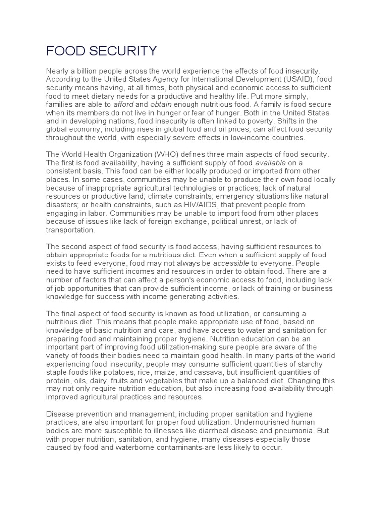 Food Security | PDF | Food Security | Malnutrition