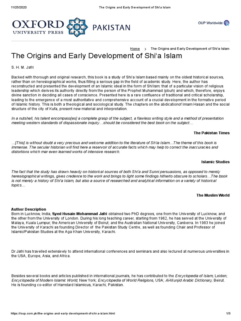 The Origins and Early Development of Shi A Islam | PDF | Shia Islam ...