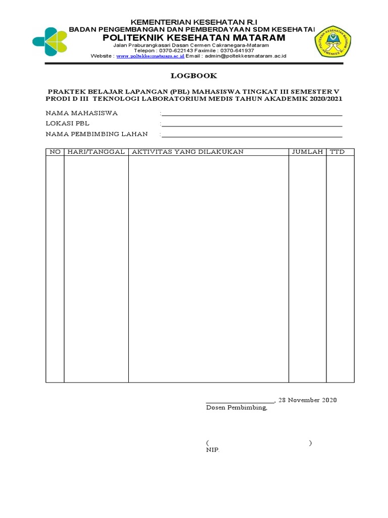 Logbook PBL Contoh Pengisian | PDF