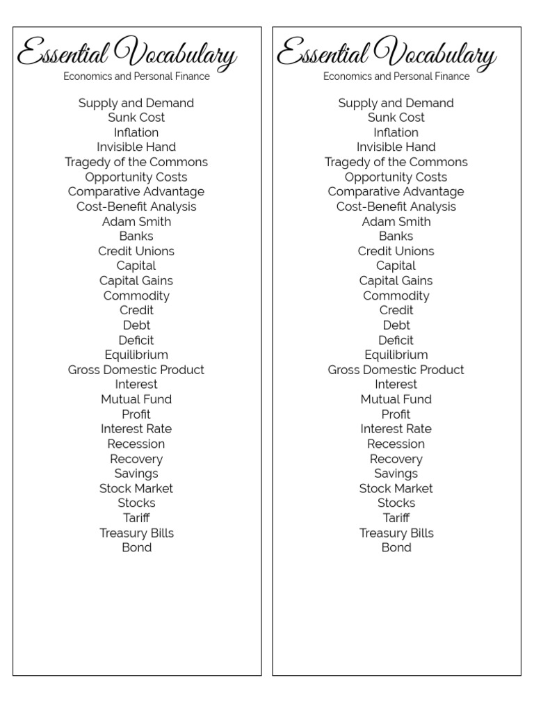Essential Economics Vocabulary Guide | PDF | Interest | Credit