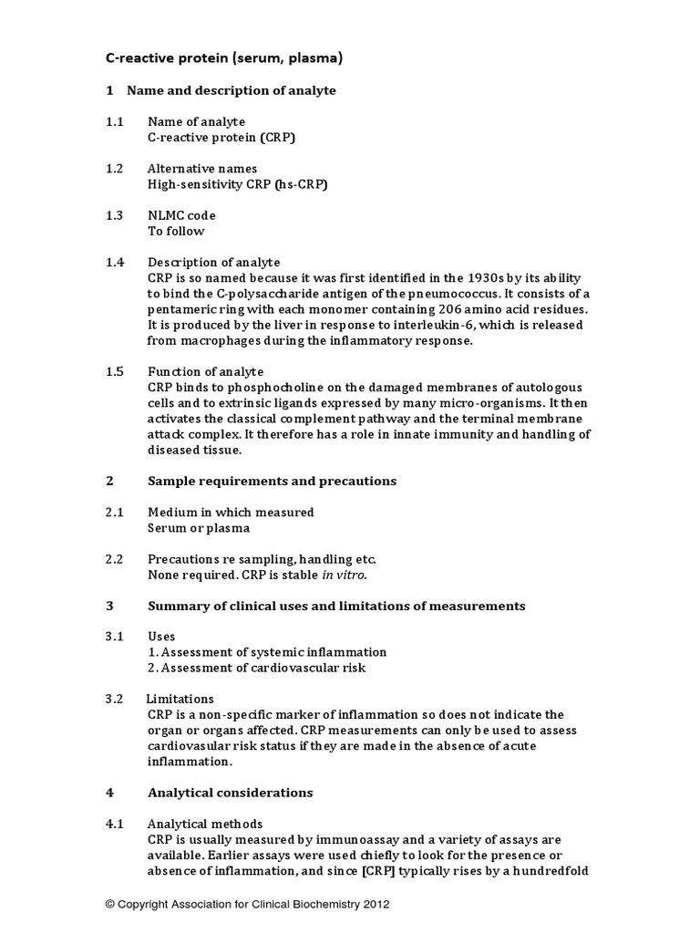 CRP PDF | PDF | C Reactive Protein | Inflammation