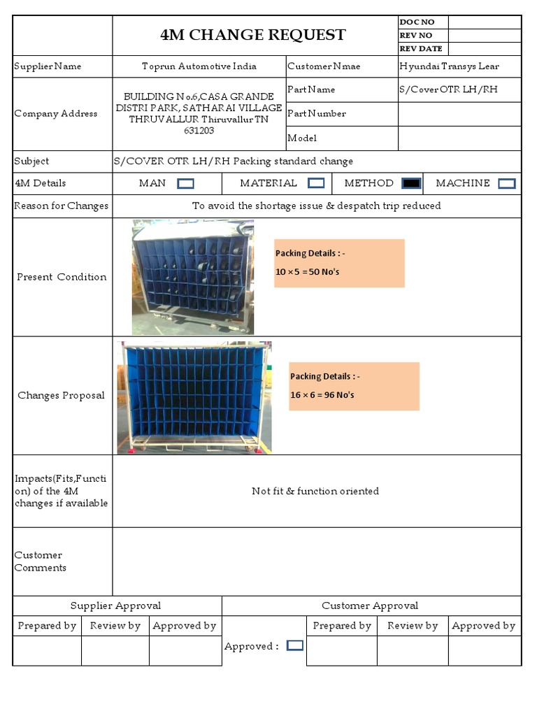 4M Change Request Form | PDF