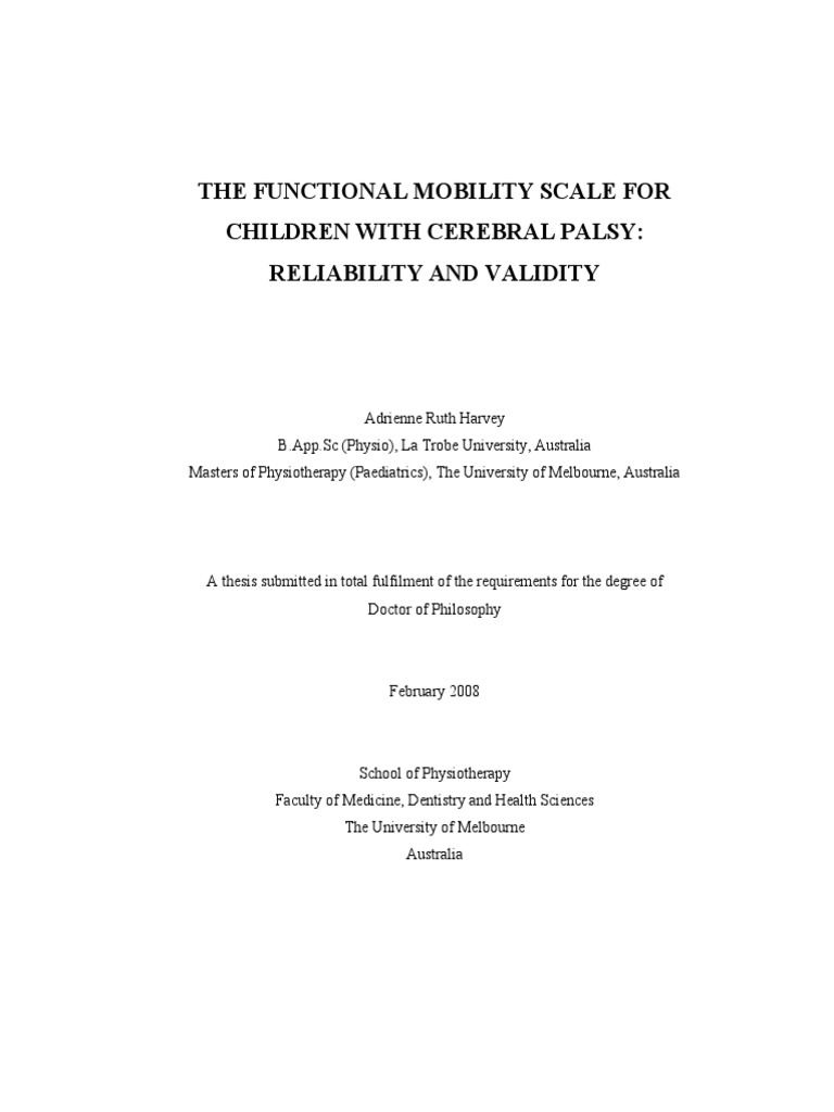The Functional Mobility Scale (FMS) | PDF | Cerebral Palsy | Validity ... The Functional Mobility Scale (FMS) | PDF | Cerebral Palsy | Validity ...