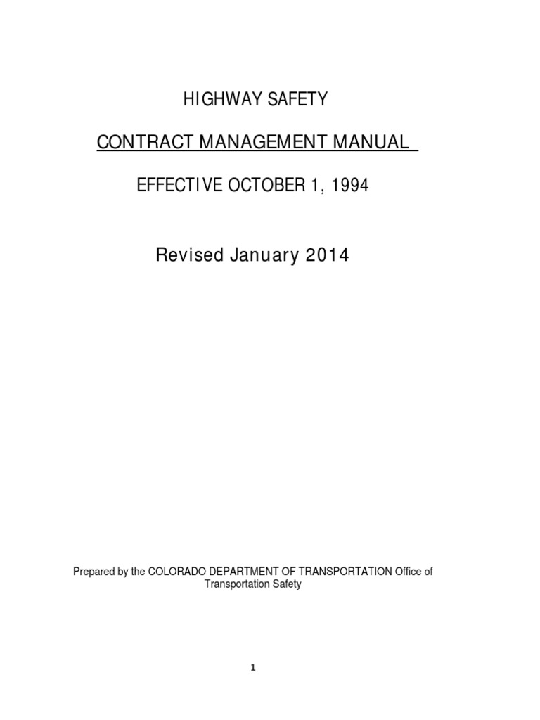 Contract Management Manual 50 | PDF | Road Traffic Safety | Traffic ...