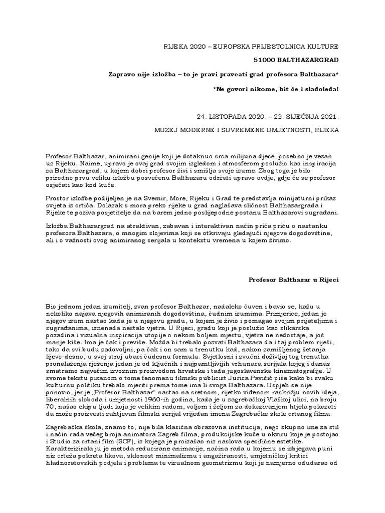 Tekst Za Deplijan - Finalno | PDF