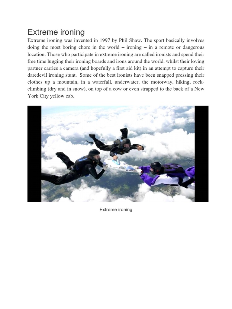 Extreme Ironing | PDF | Sports | Swimming