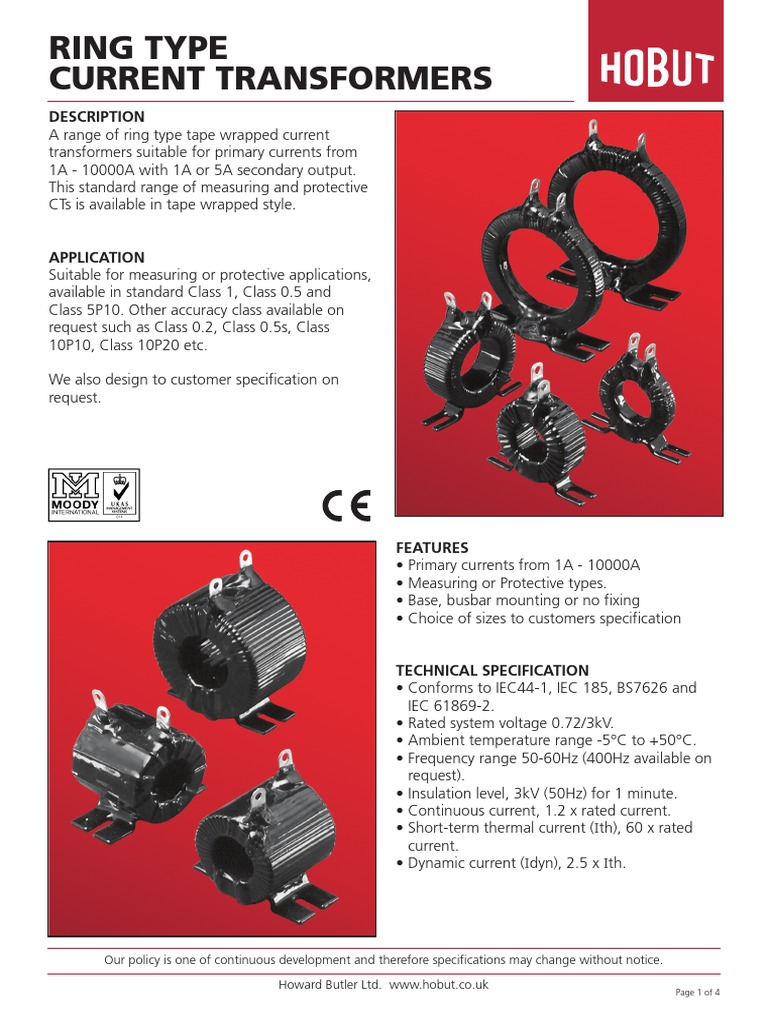 Ring Type Current Transformers: Description | PDF | Electronics ...