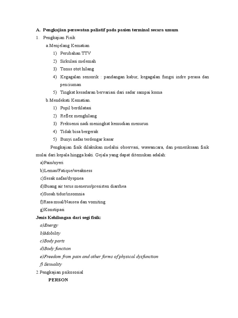 Pengkajian Perawatan Paliatif Pada Pasien Terminal Secara Umum | PDF