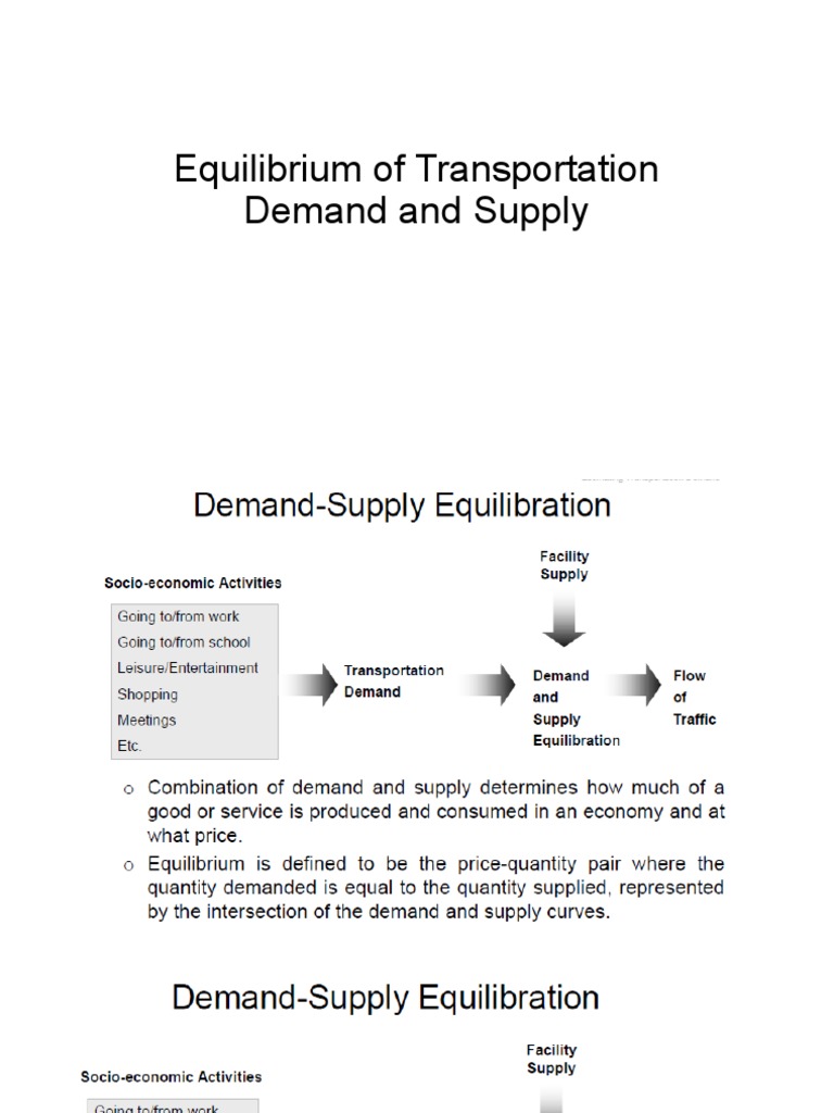Equilibrium of Transportation Demand and Supply | PDF