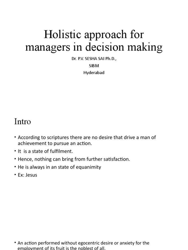 Holistic Decision Making for Managers | PDF | Self-Improvement