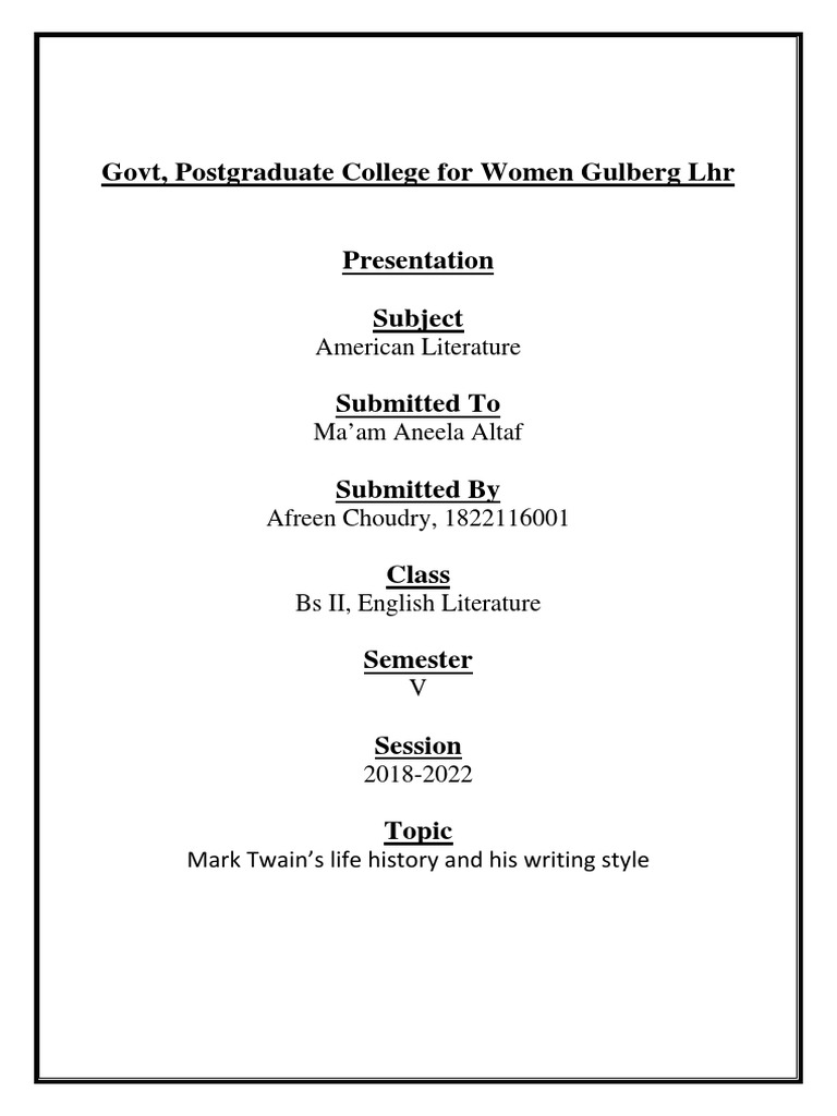 Mark Twain: Life and Writing Style | PDF