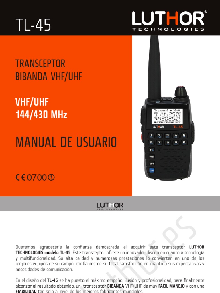 tl-45 Manual Esp | PDF | Modulación de frecuencia | Frecuencia ultra alta