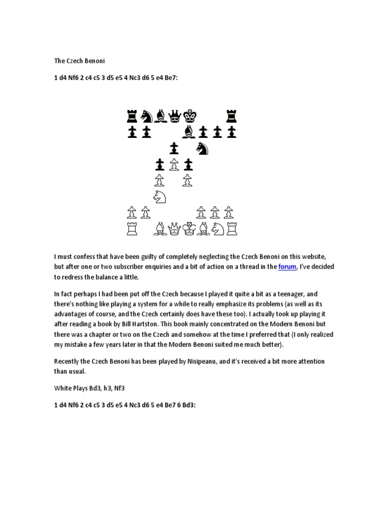 The Czech Benoni Emms | Download Free PDF | Traditional Board Games | Chess