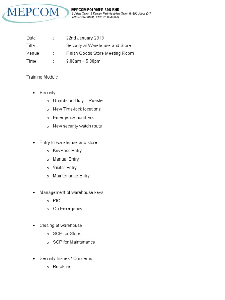 Mepcom Security Training Pdf