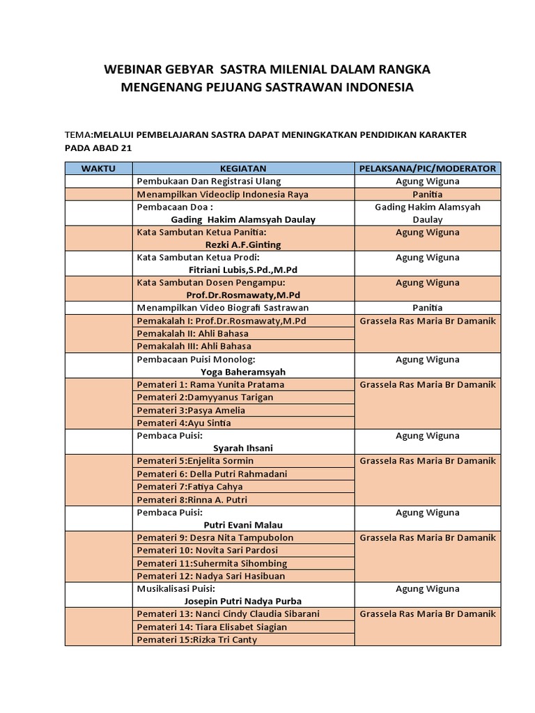 Susunan Acara Webinar | PDF