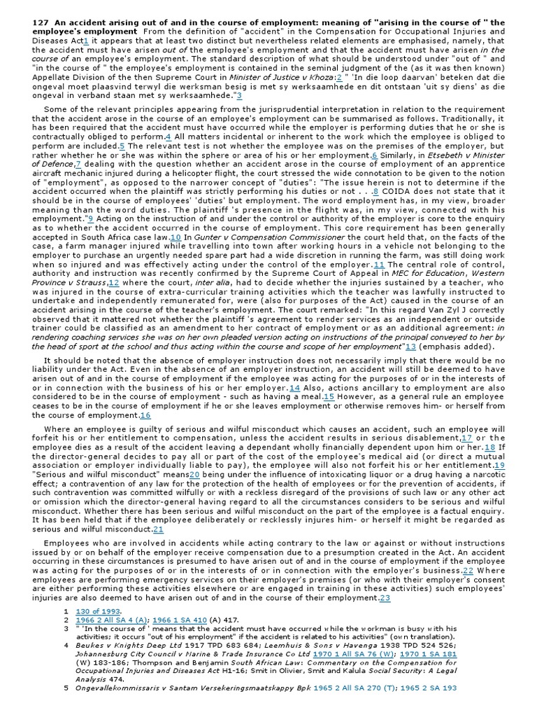 127 An Accident Arising Out of and in The Course of Employment ...