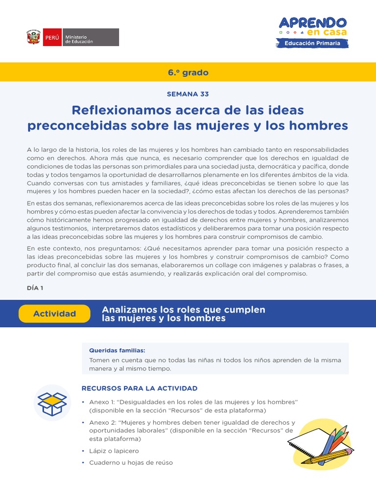 Actividades de Igualdad de Género Infantil | PDF | Igualdad de género ...