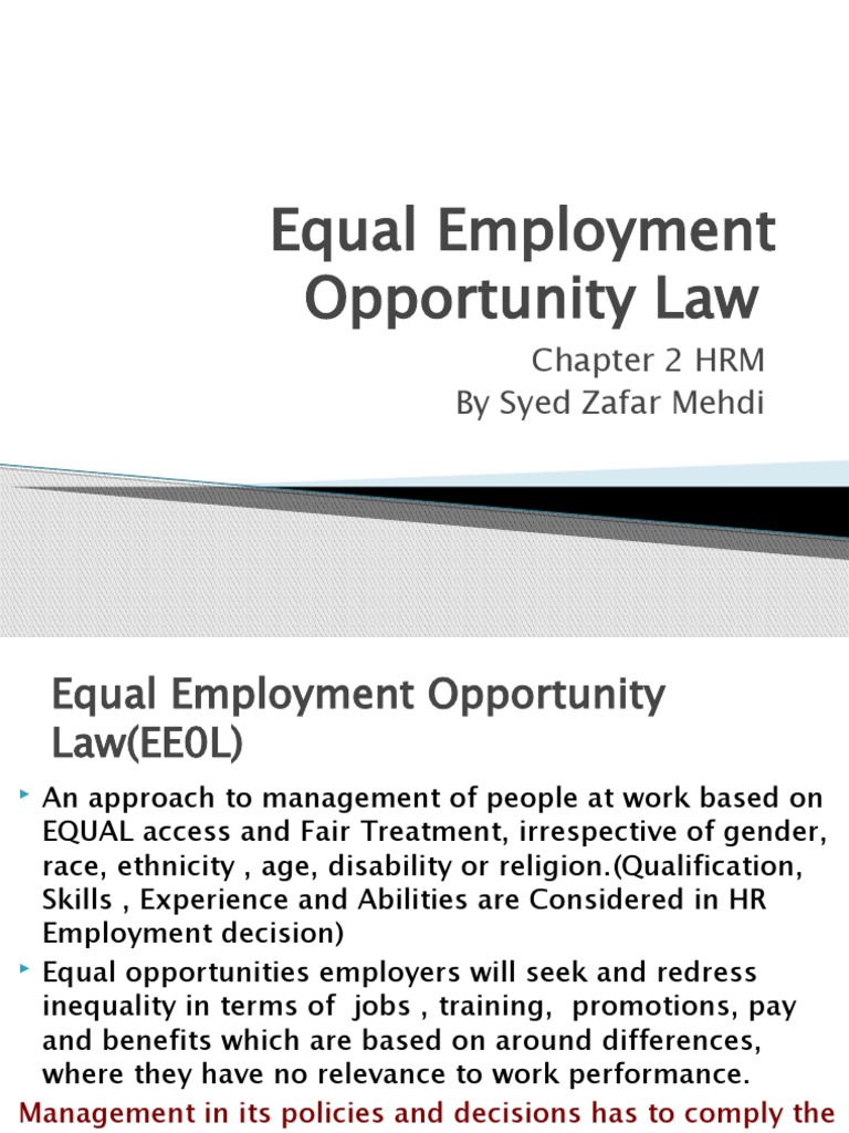 Equal Employment Opportunity Law Overview | PDF