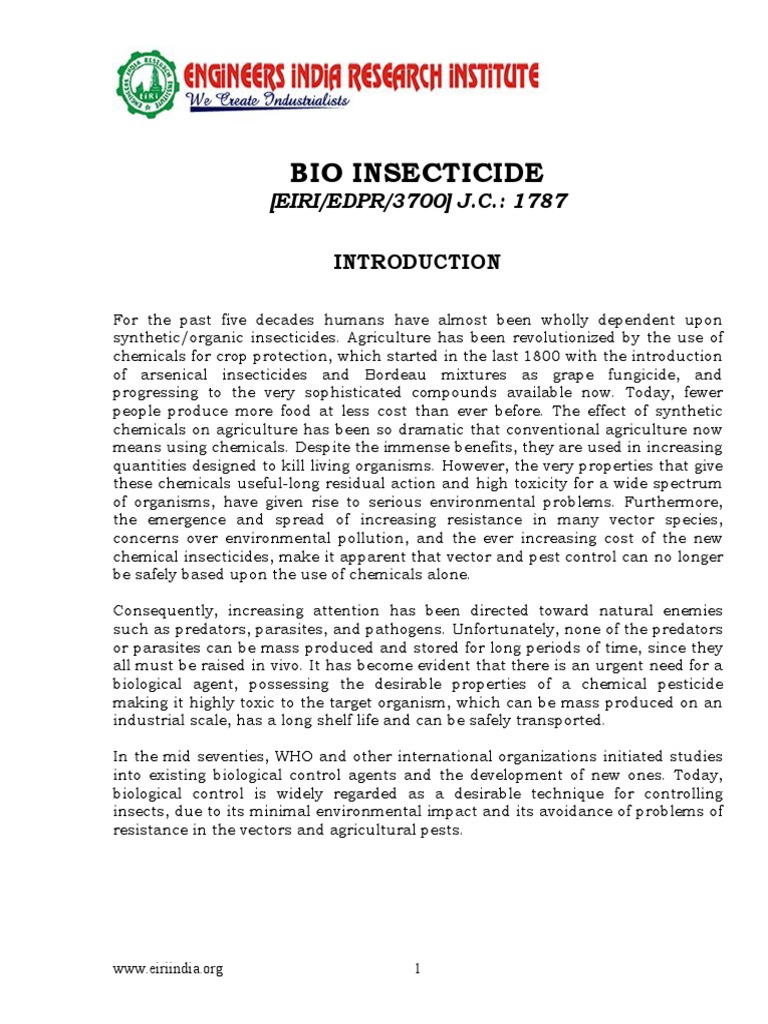Bio-Insecticides: Production & Market Insights | PDF | Biological Pest ...