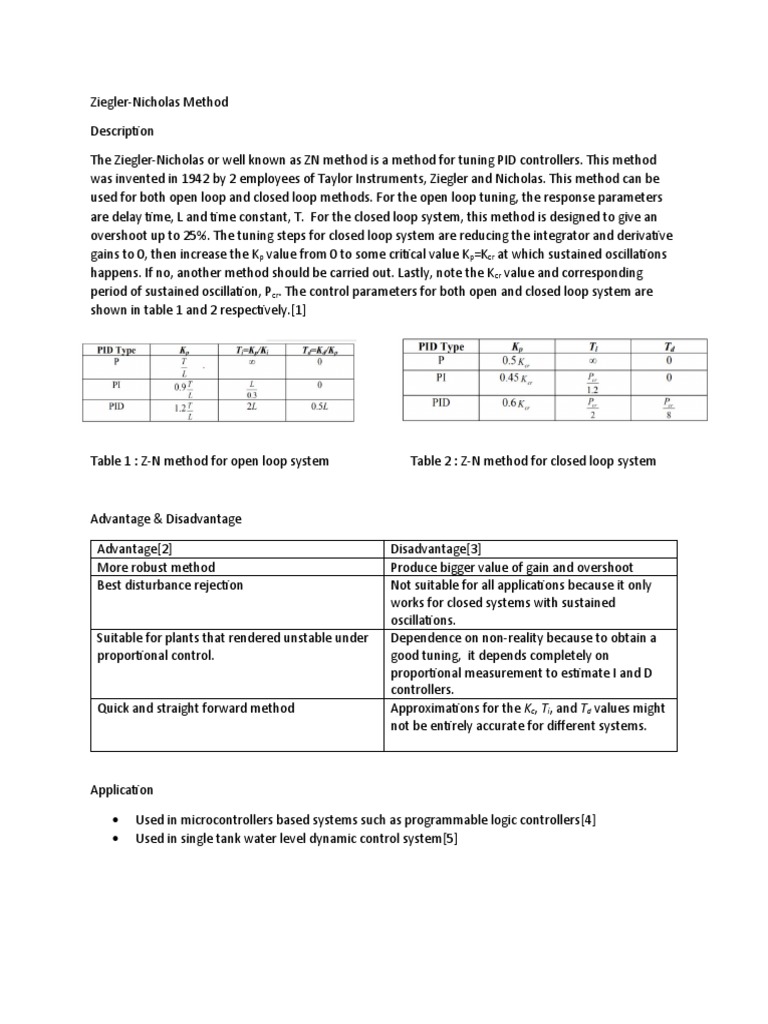 Ziegler-Nicholas Method tuning PID controllers | PDF | Cybernetics ...