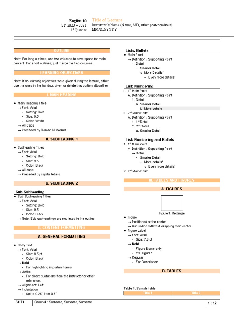 Title of Lecture: SY 2020 - 2021 1 Quarter Instructor's Name (Name, MD ...