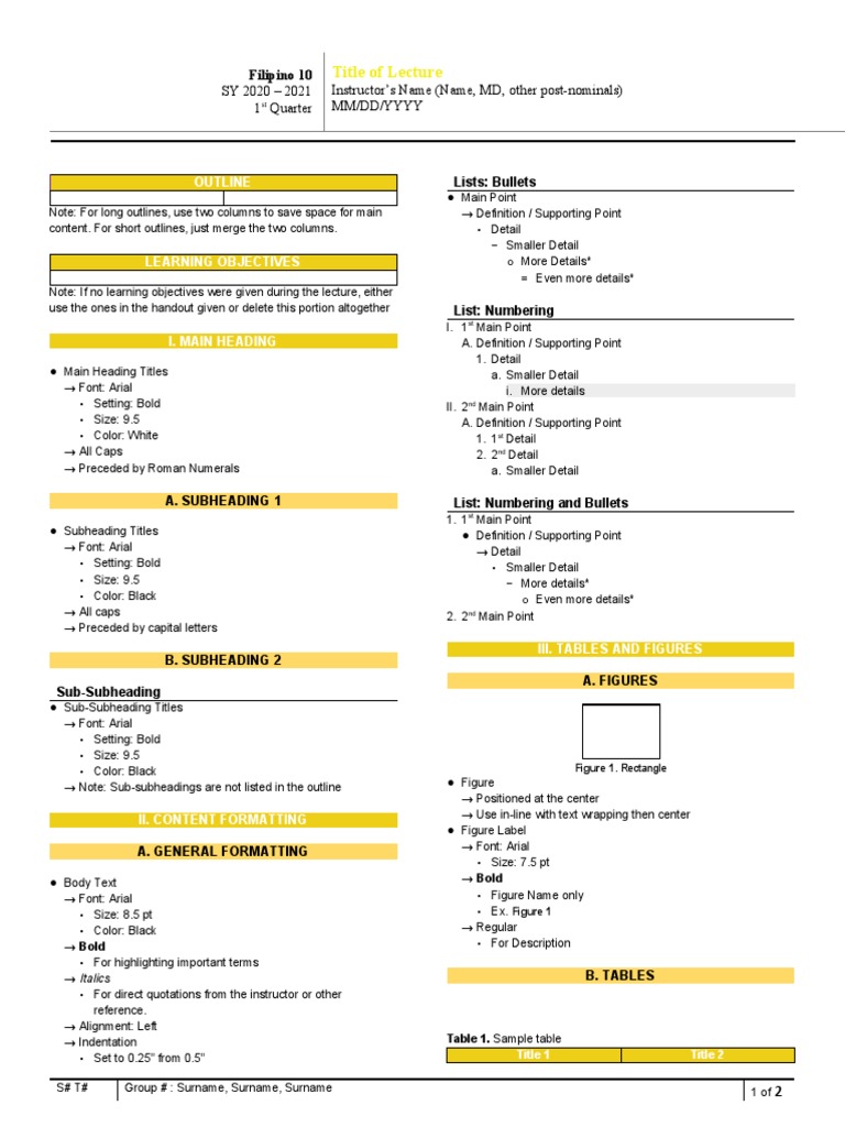 Title of Lecture: SY 2020 - 2021 1 Quarter Instructor's Name (Name, MD ...
