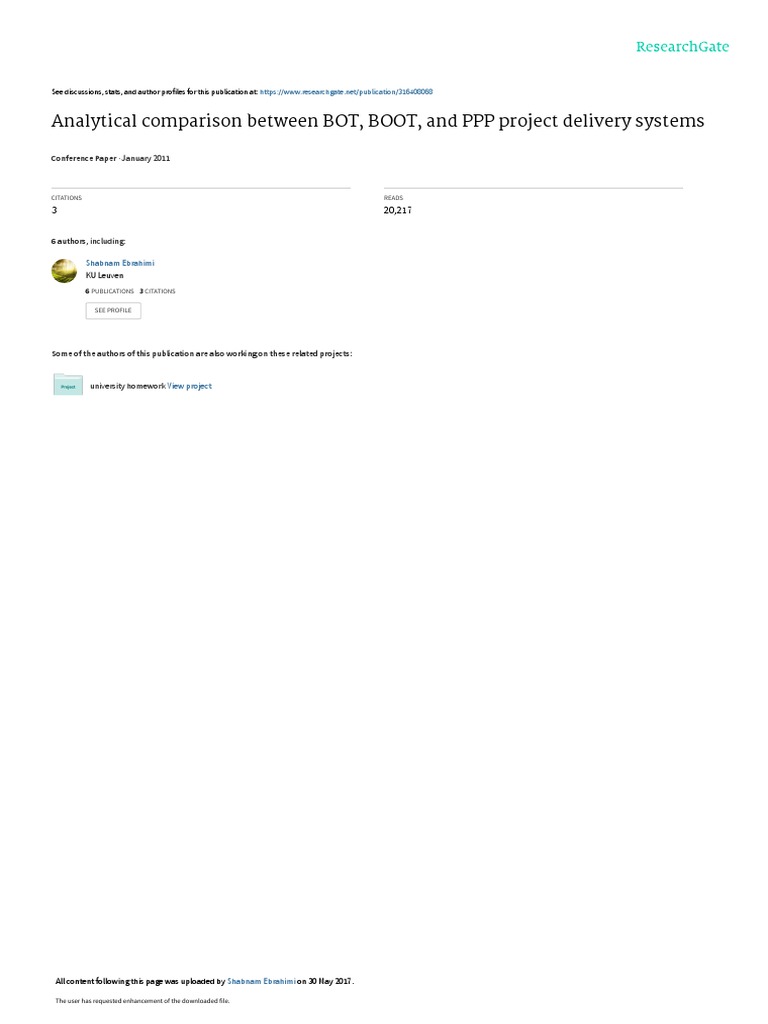 Analytical Comparison Between Bot Boot and PPP Project Delivery Systems ...