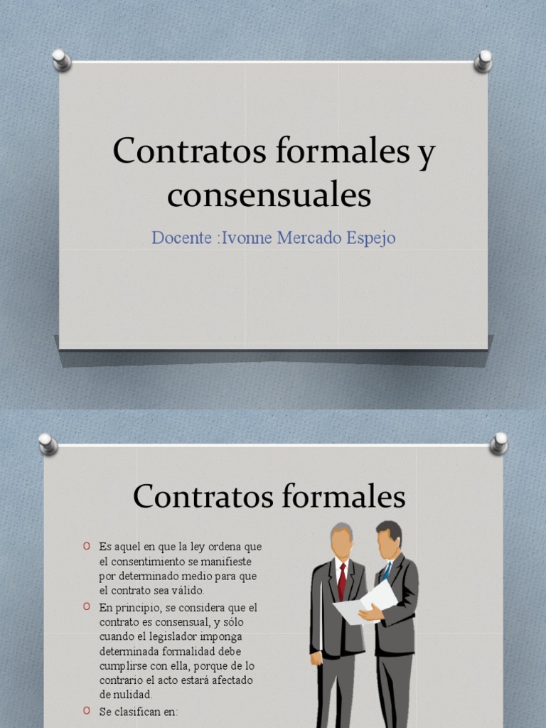 Contratos Formales y Consensuales | PDF | Ley de obligaciones | Derecho ...