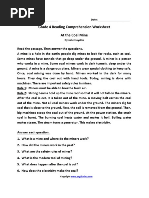 Reading Comprehension Grade 4 Pdf
