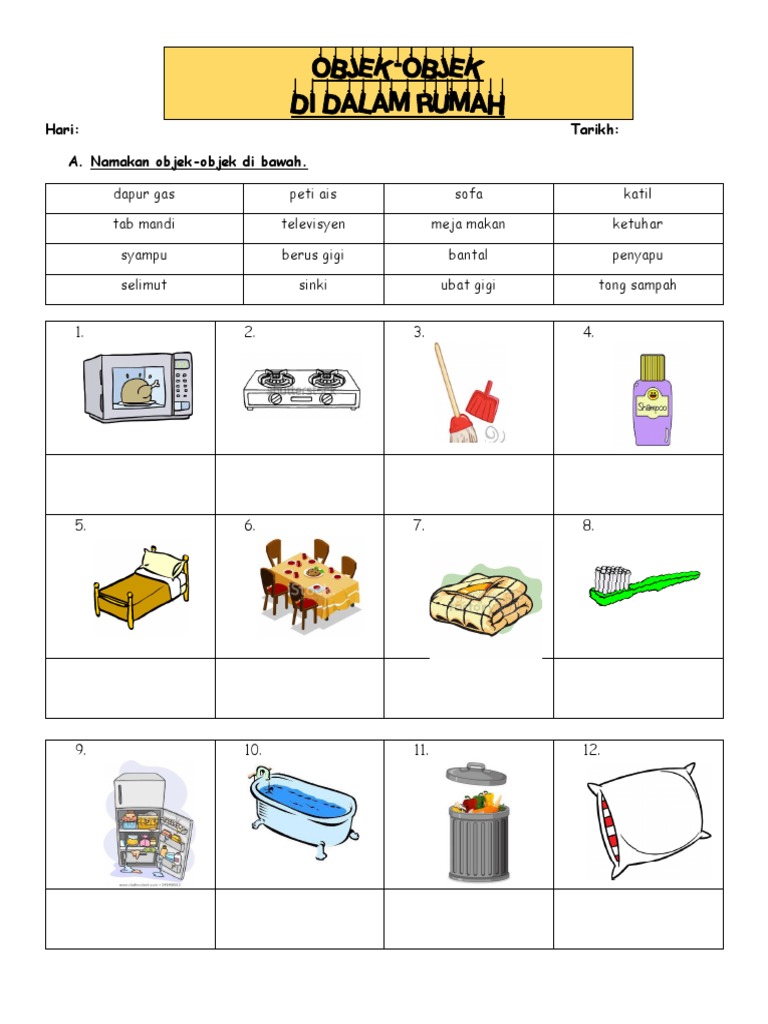 Pictionary Objects in A House | PDF